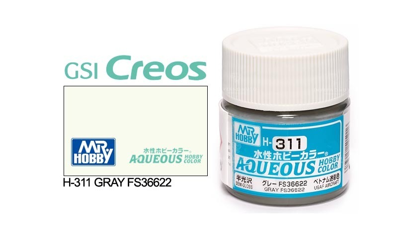 Mr Hobby - Aqueous Semi-Gloss Grey Fs 36622 - Acrylic 10ml - H-311
