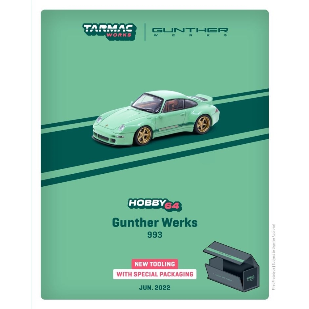 Tarmac Works - 1/64 Gunther Werks 993 Green With Special Packaging Box ...